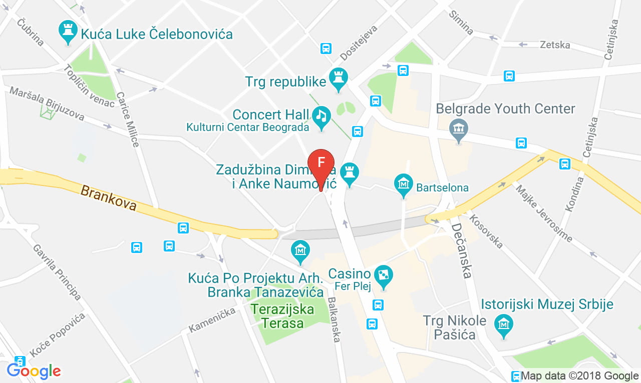 Mapa Butik 13, Adresa: Terazije 2, Lokacija Stari grad, Beograd