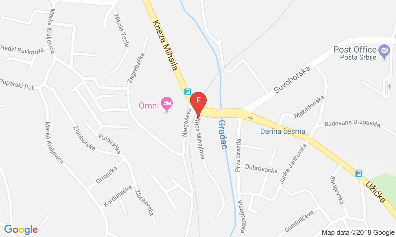 Mapa Štamparija Impression, Adresa: Knez Mihailova 5, Lokacija Valjevo