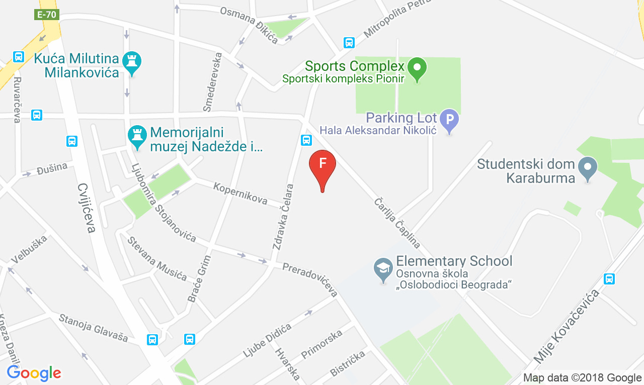 Mapa Skola plivanja NUN, Adresa: Zdravka Celara 14, Lokacija: Palilula ...