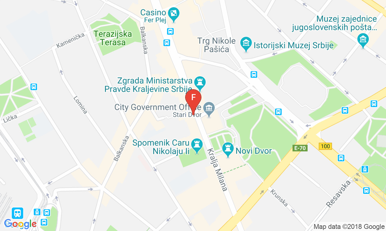Mapa Plesna škola Elite Society, Adresa: Kralja Milana 4, Lokacija ...