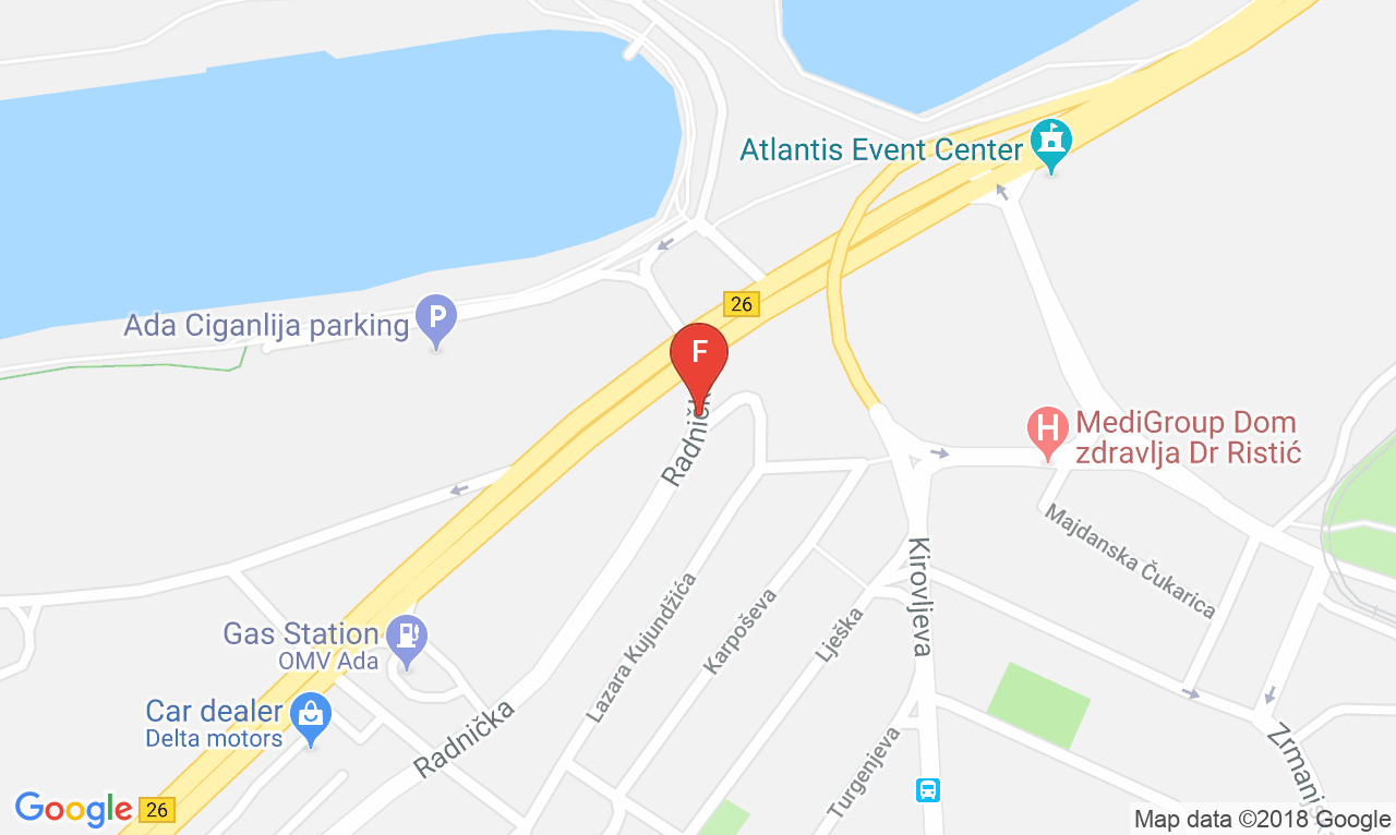 Mapa Ada Cherry Gym fitnes studio, Adresa: Radnička 21, Lokacija ...