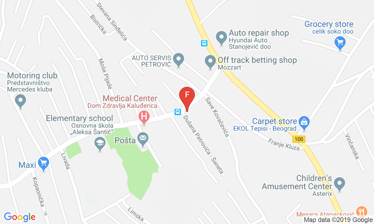 Mapa Ahilej teretana Kaludjerica, Adresa: Dušana Petrovica Šaneta 1 ...