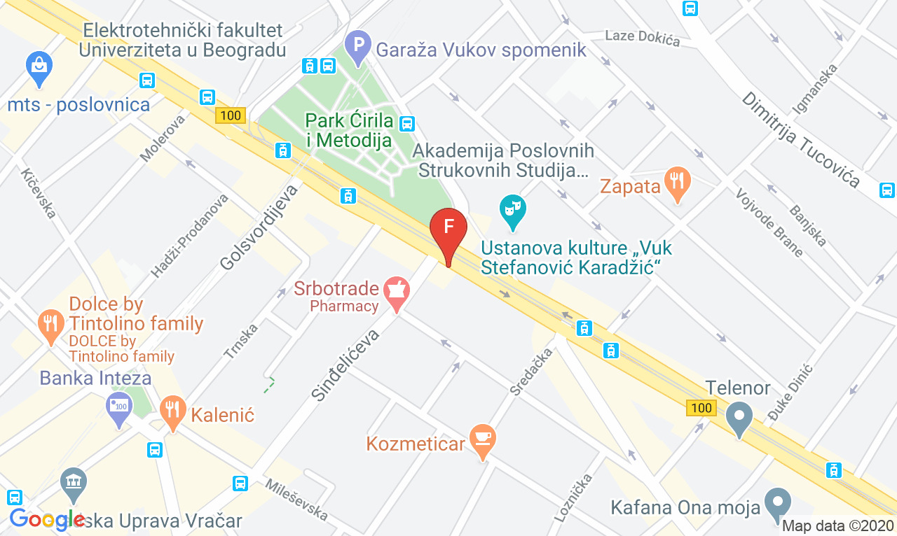 Mapa MARGOTH Krojačka radnja, Adresa: Bulevar Kralja Aleksandra 136 ...