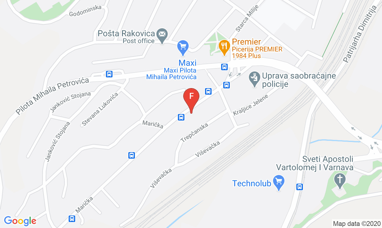 Mapa Pizza Red picerija, Adresa: Marička 9, Lokacija Čukarica, Beograd