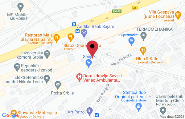 Mapa: Pekara Senjak, Adresa: Koste Glavinica 6, Lokacija: Beograd