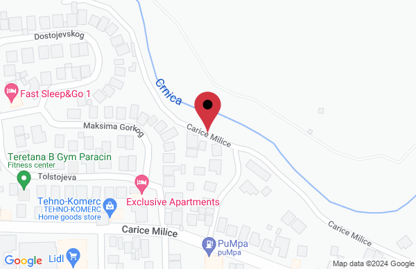 Mapa Vidija Alati, Adresa: Carice Milice 63, Lokacija Paraćin