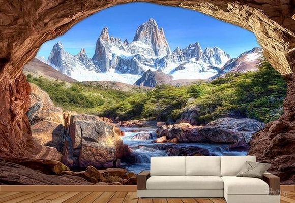 3D Kombinovane Foto Tapete - Pogled iz Pecine na Planinski Potok, cena ...