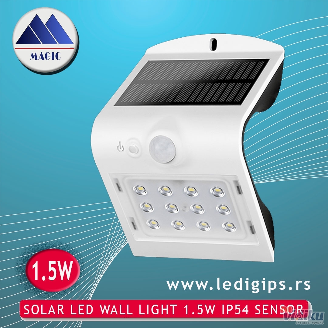 SOLAR LED WALL LIGHT 1.5W IP54 SENSOR